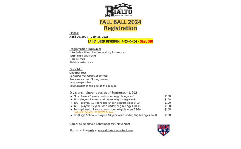 Bill Batt's Rialto Girls Softball Association > Home